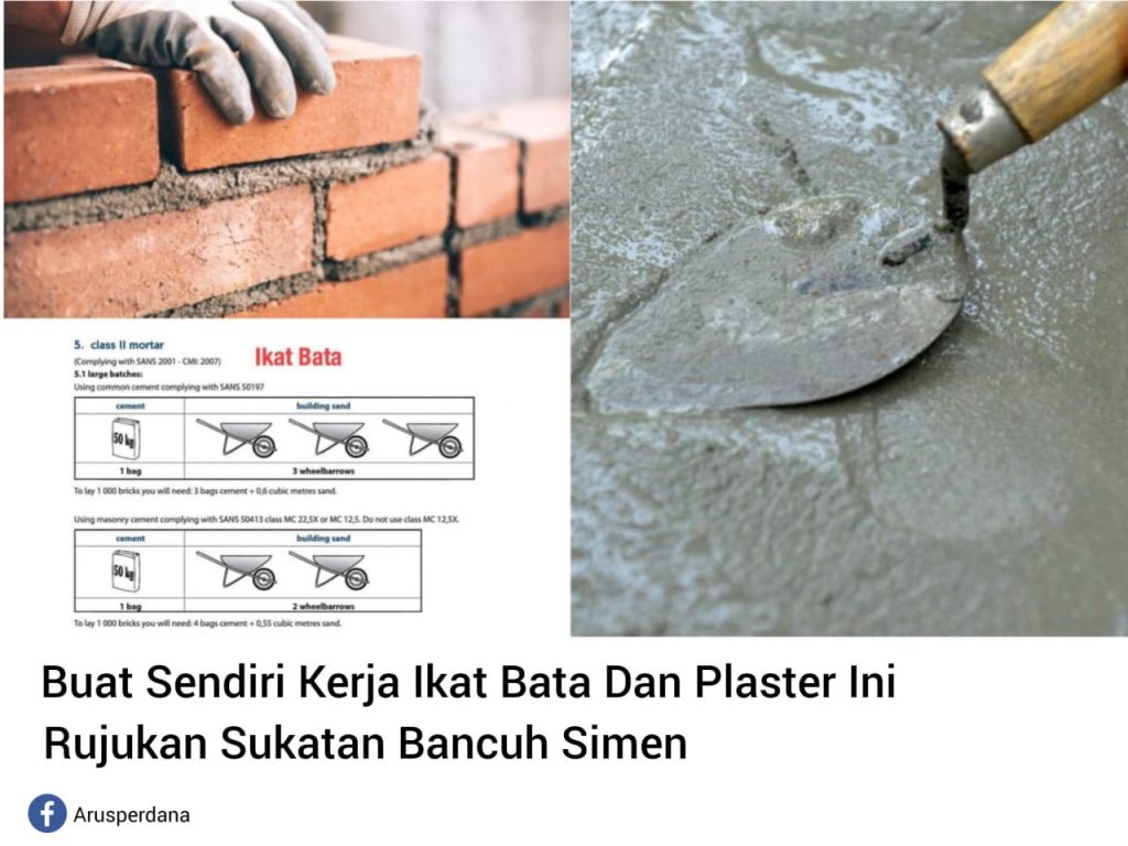 Buat Sendiri Kerja Ikat Bata Dan Plaster Ini Rujukan Sukatan Bancuh ...