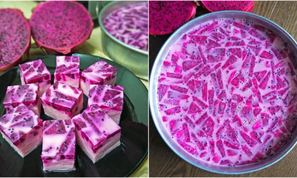 Cara Buat Puding Buah Naga Susu Paling Mudah & Sedap (Dragon Fruit ...